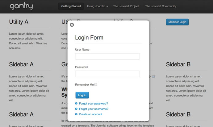 Creating A Popup Login Widget WordPress Gantry Documentation